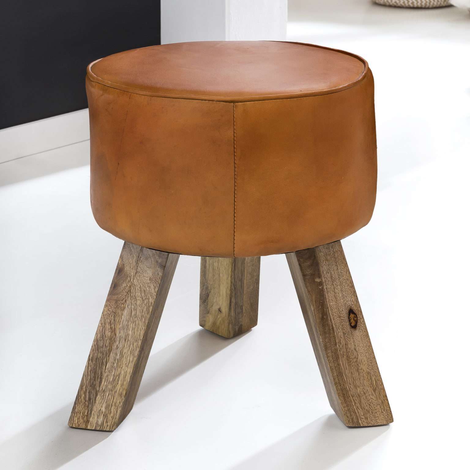 Design Sitzhocker Holz 37x45x37 cm Modern Fußhocker kaufen