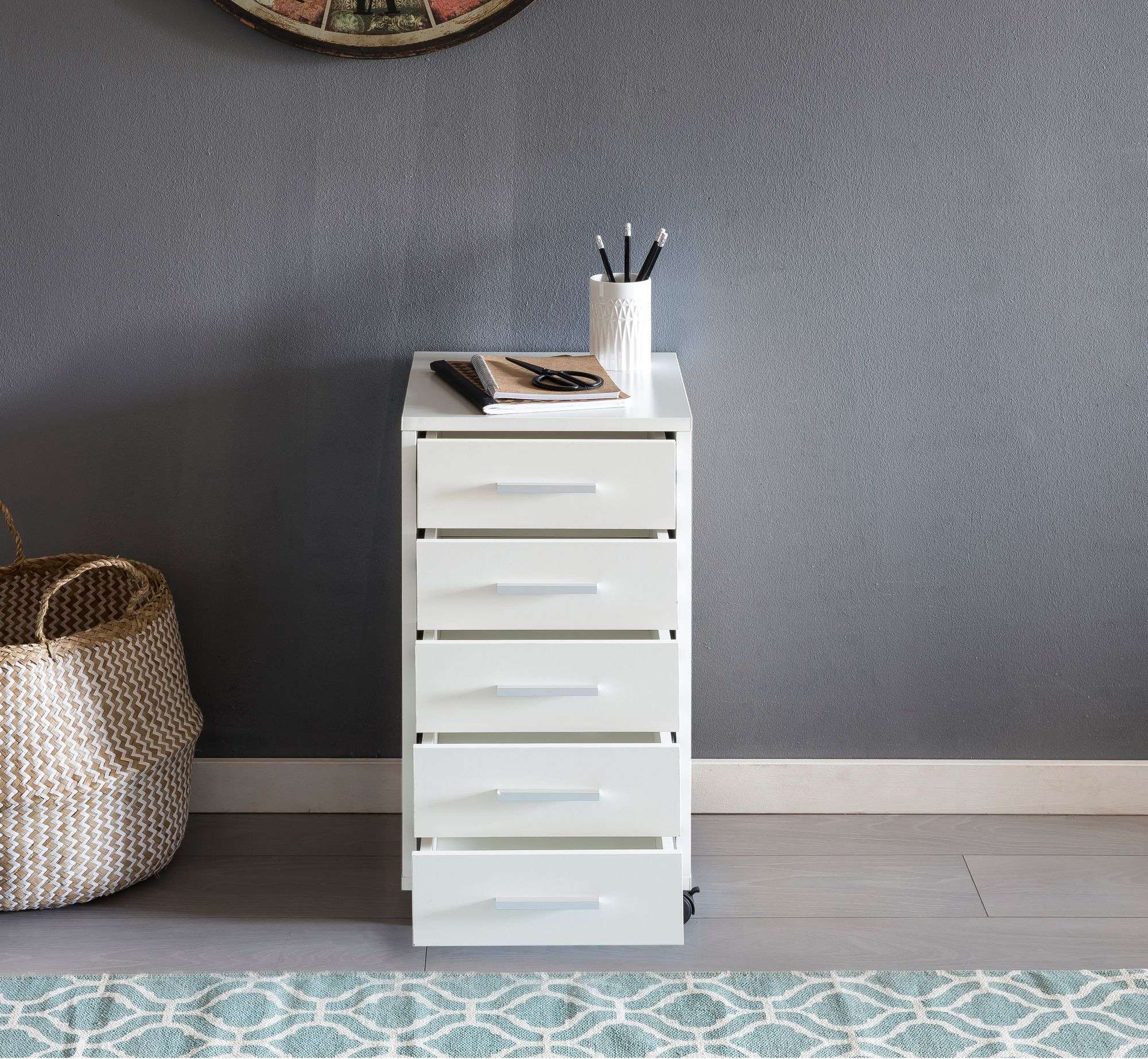 Rollcontainer Weiß 33 x 63 x 38 cm Holz online kaufen