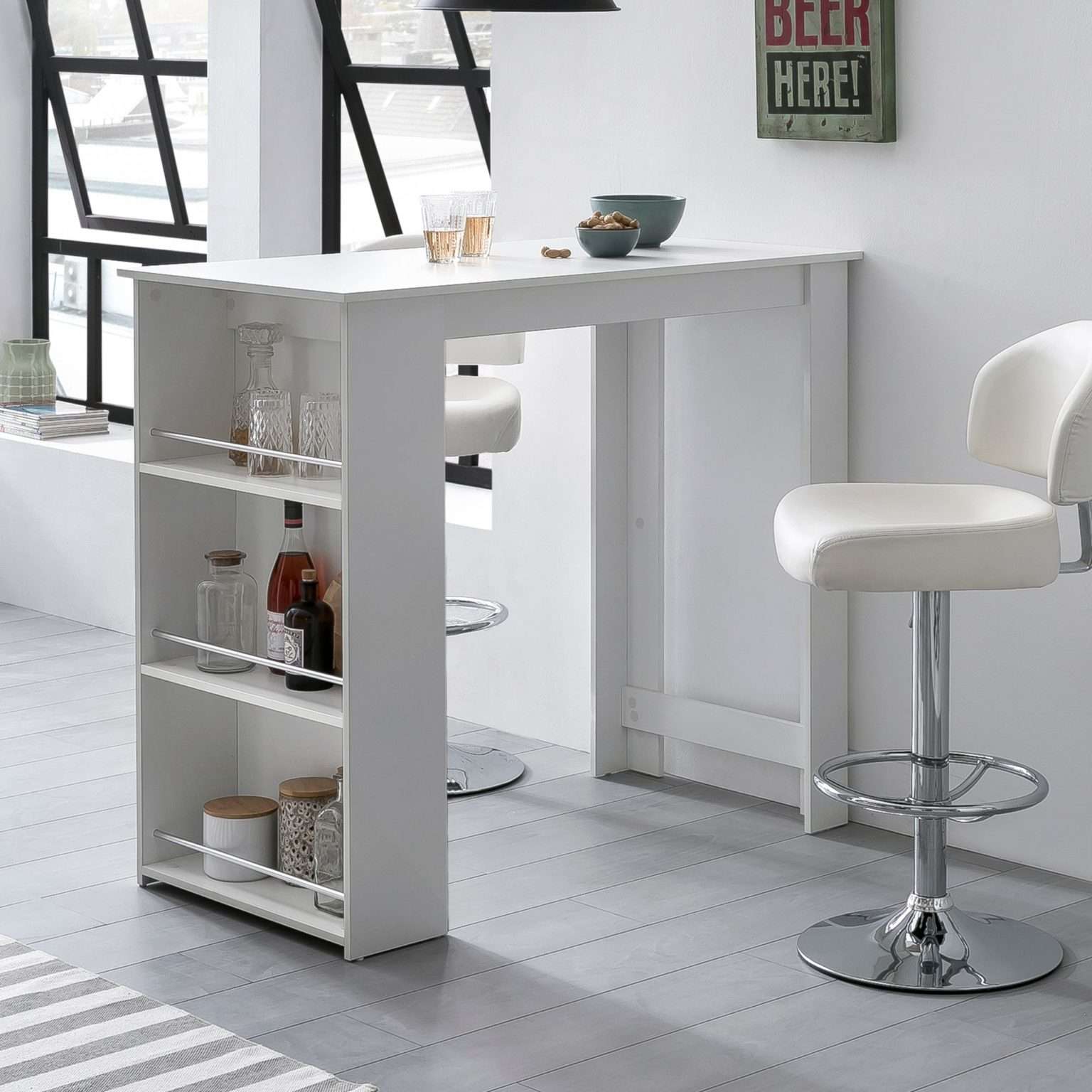 Bartisch Weiß 120 x 107,5 x 60 cm Stehtisch Holz online kaufen