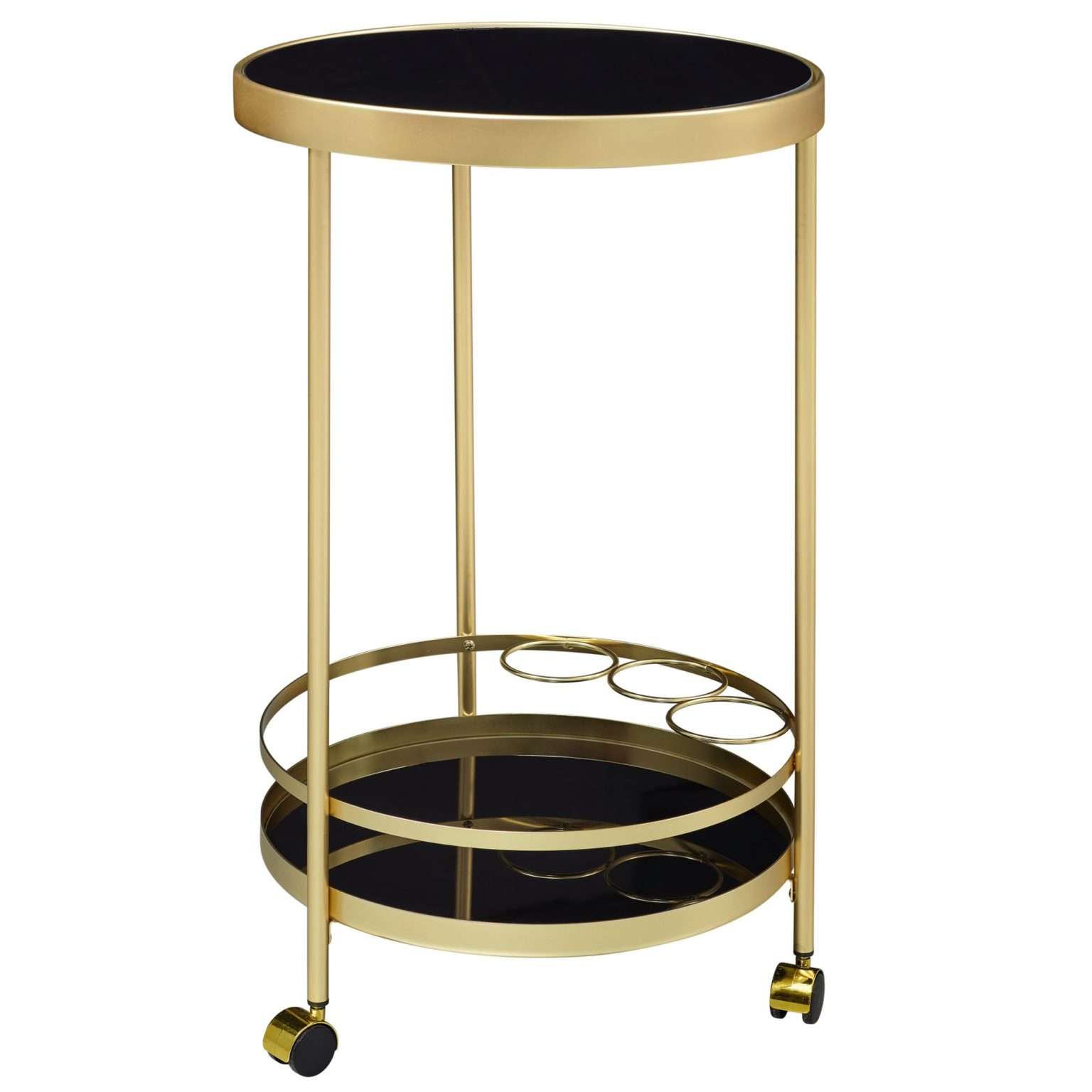 Design Servierwagen Gold Rund Ø 45cm 2 Ebenen online kaufen