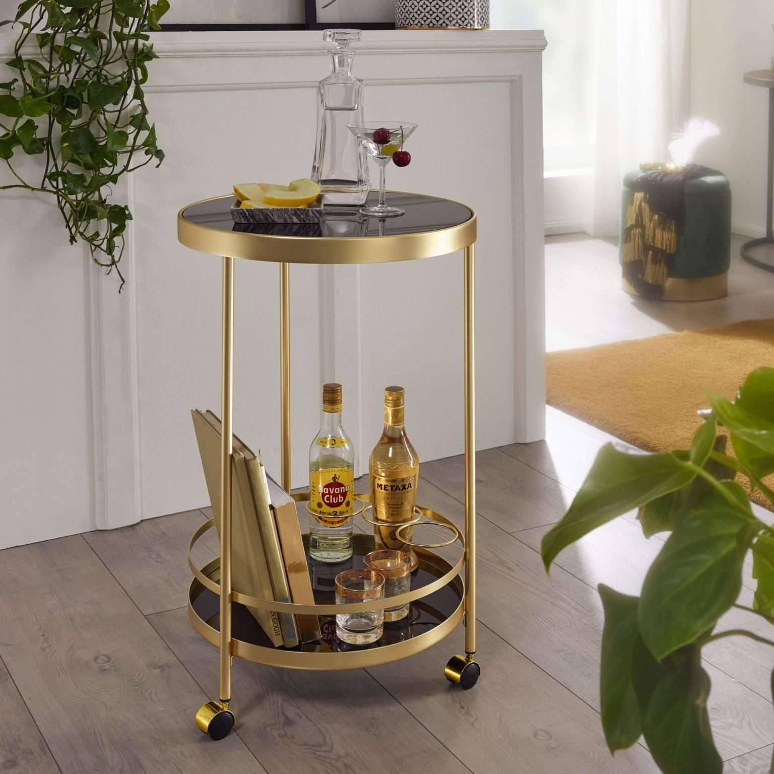 Design Servierwagen Gold Rund Ø 45cm 2 online kaufen