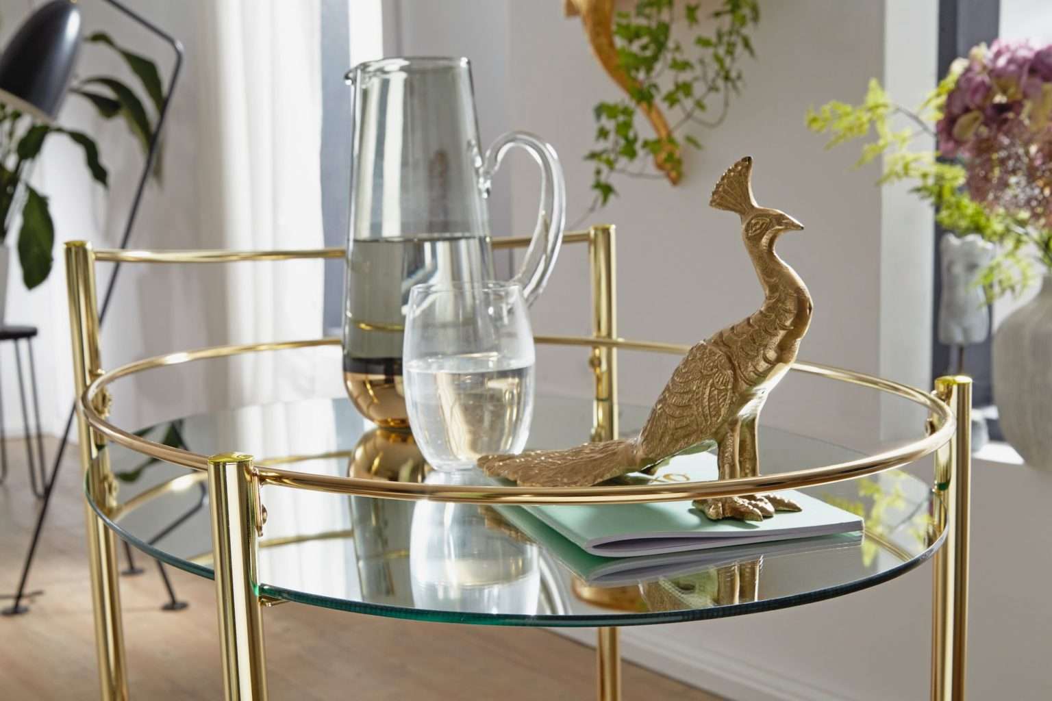 Design Servierwagen Gold 67x79 cm Mobile Mini Bar online kaufen